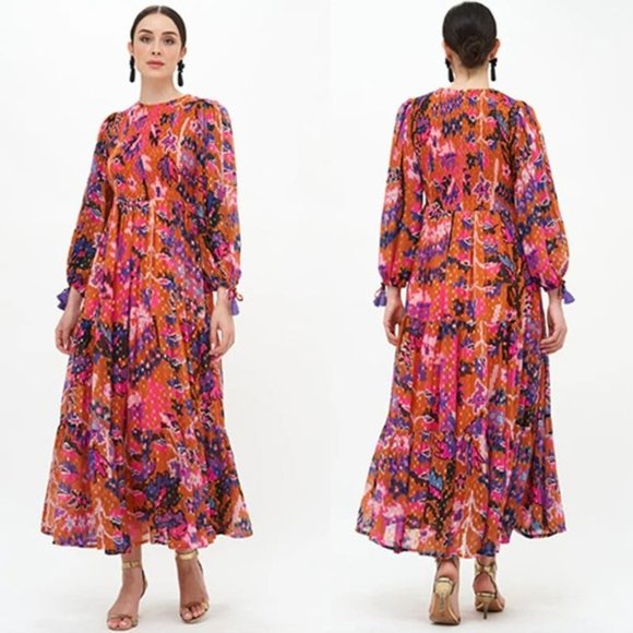 Oliphant | Dresses | Nwt Oliphant Smocked Top Long Sleeve Maxi Dress In ...
